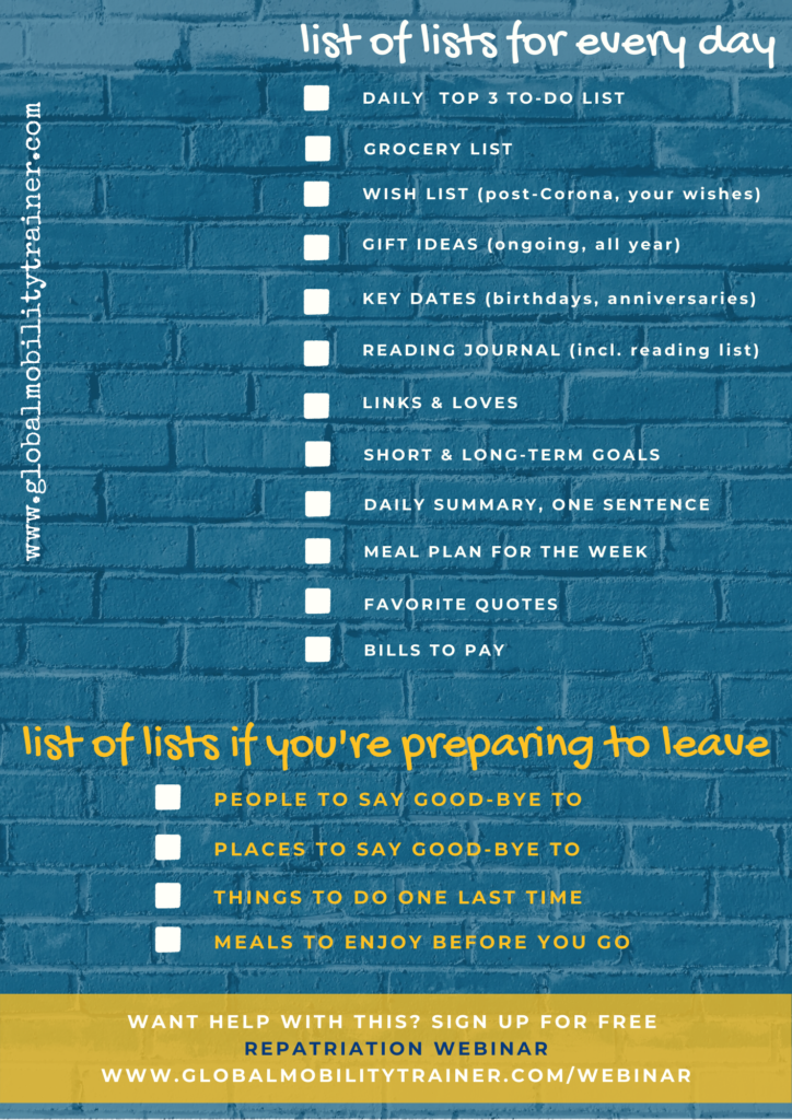 List of Lists - Saying Goodbye - Trainer, Coach & Mentor for Global ...